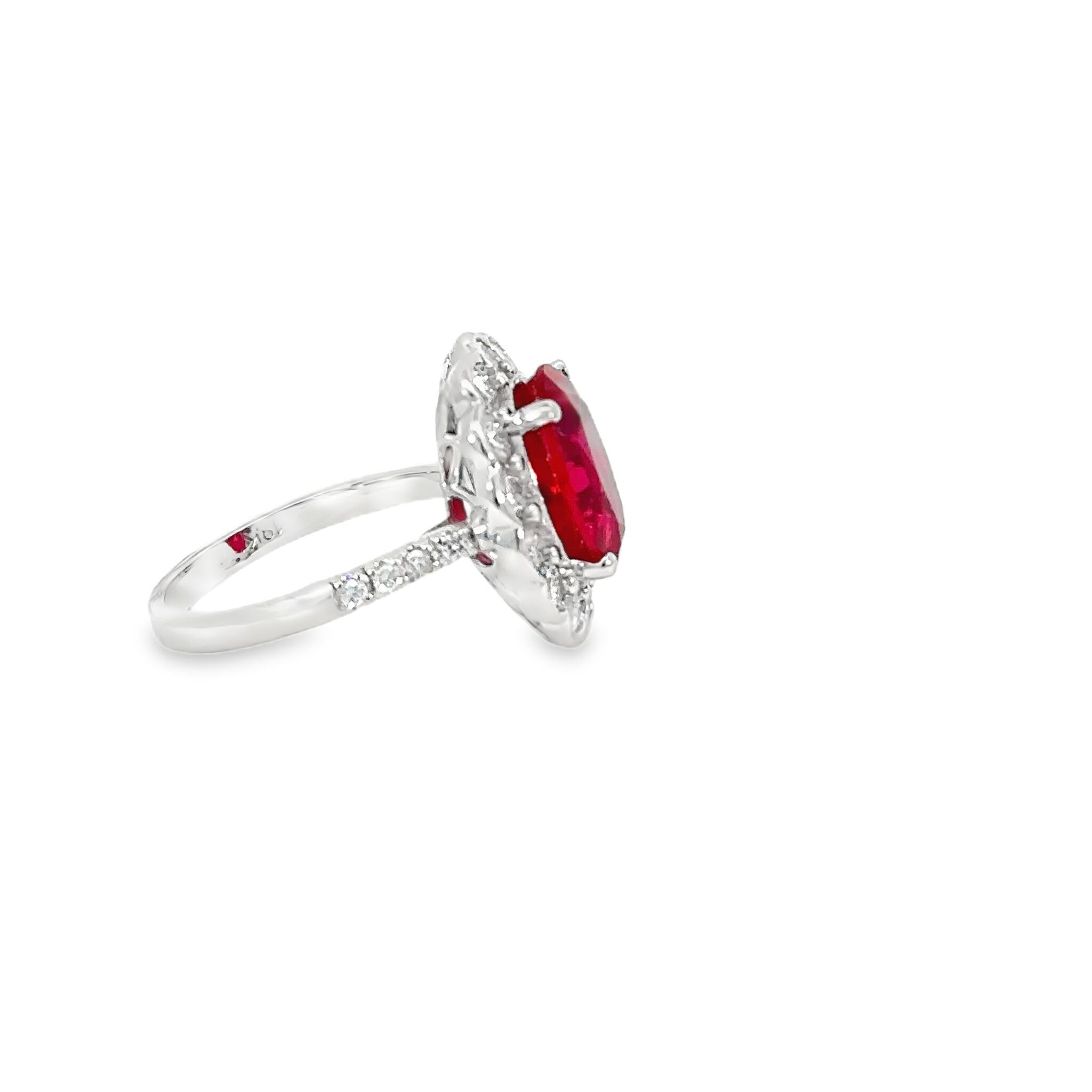 18K White Gold Diamonds Cocktail Ring with 5.8 Brilliant Cut Ruby ...